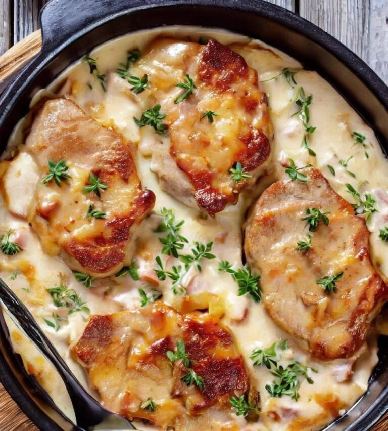 Côtelettes de porc à la sauce crémeuse et au fromage – ispasol.com